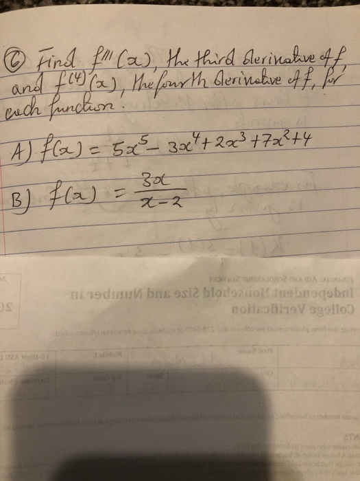 Solved Find fill (a), the third derinative off and flora), | Chegg.com