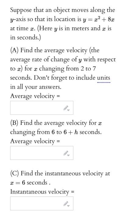 Solved Suppose that an object moves along the y-axis so that | Chegg.com