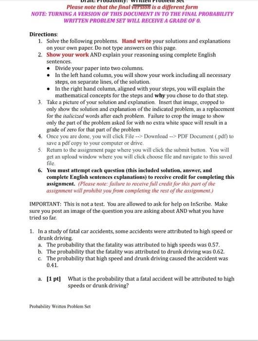 Solved Please note that the final version is a different | Chegg.com