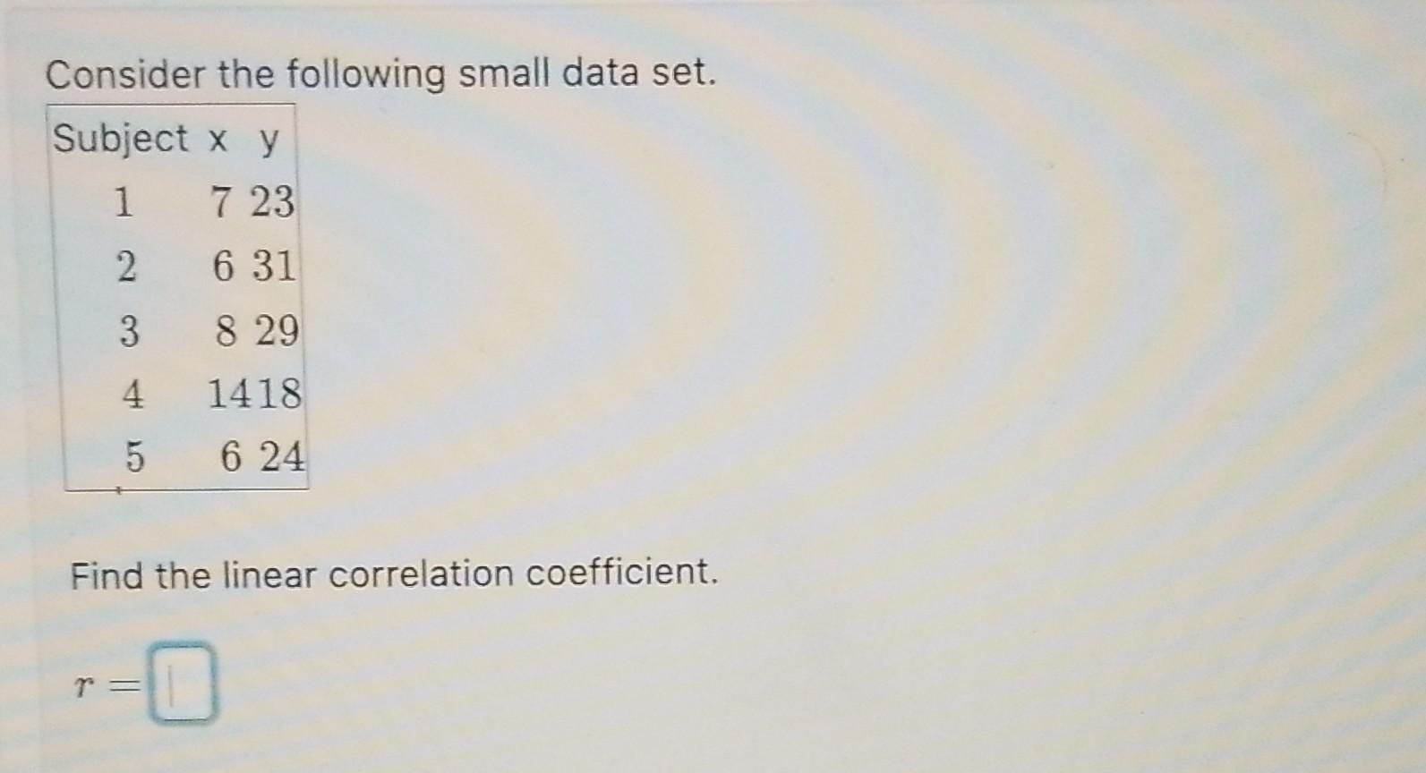 Solved Consider the following small data set. Find the | Chegg.com