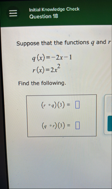 Solved Initial Knowledge CheckQuestion 18Suppose that the | Chegg.com