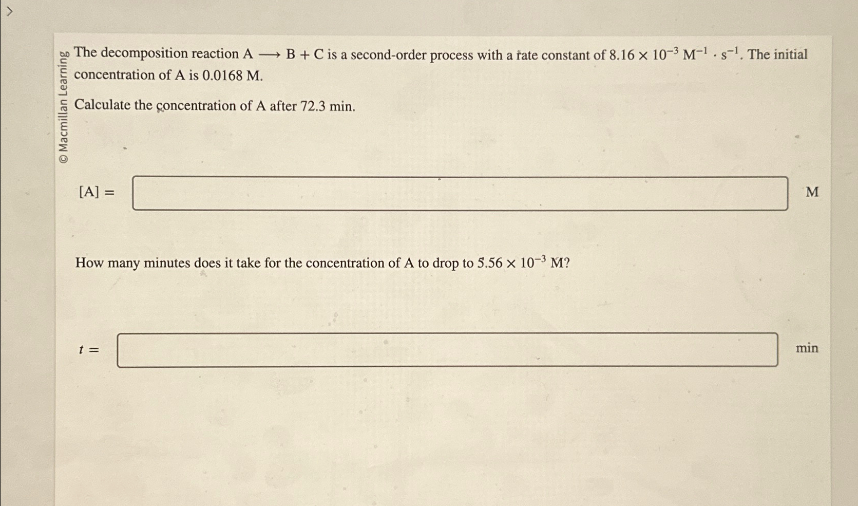 Solved Do The decomposition reaction AlongrightarrowB+C ﻿is | Chegg.com
