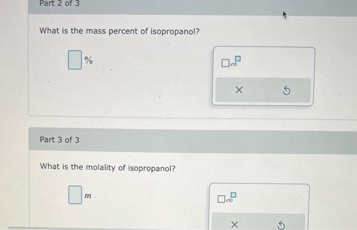Solved A solution contains 0.130 mol of isopropanol (C3H7OH) | Chegg.com