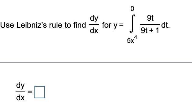 Solved Use Leibniz's rule to find dy dx || dy dx for y = 0 S | Chegg.com