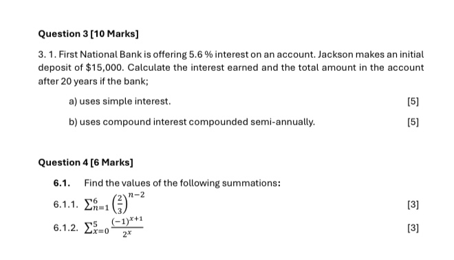 Solved Question 3 [10 ﻿Marks]First National Bank is offering | Chegg.com