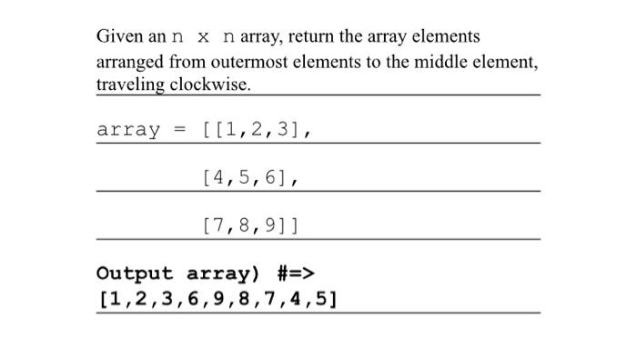 Solved Given An N X N Array Return The Array Elements 5733