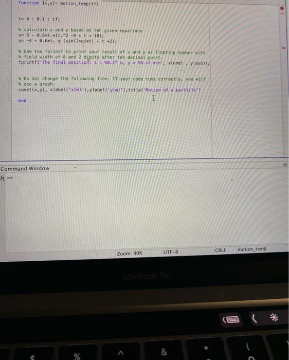 Solved t=0:0.1÷tfi A calculate x and y based on teh given | Chegg.com