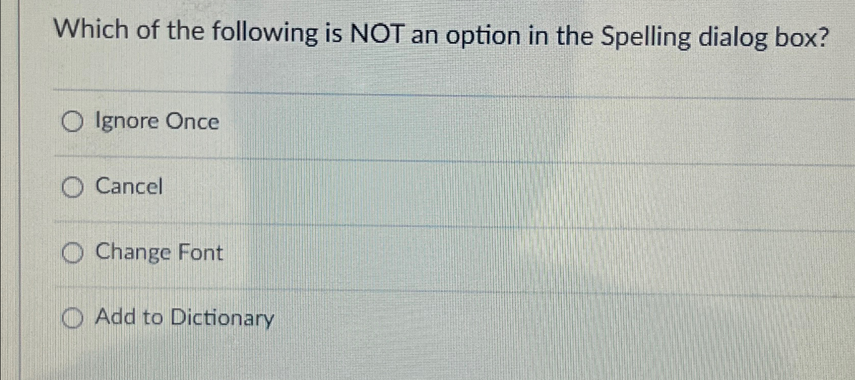 Solved Which of the following is NOT an option in the | Chegg.com