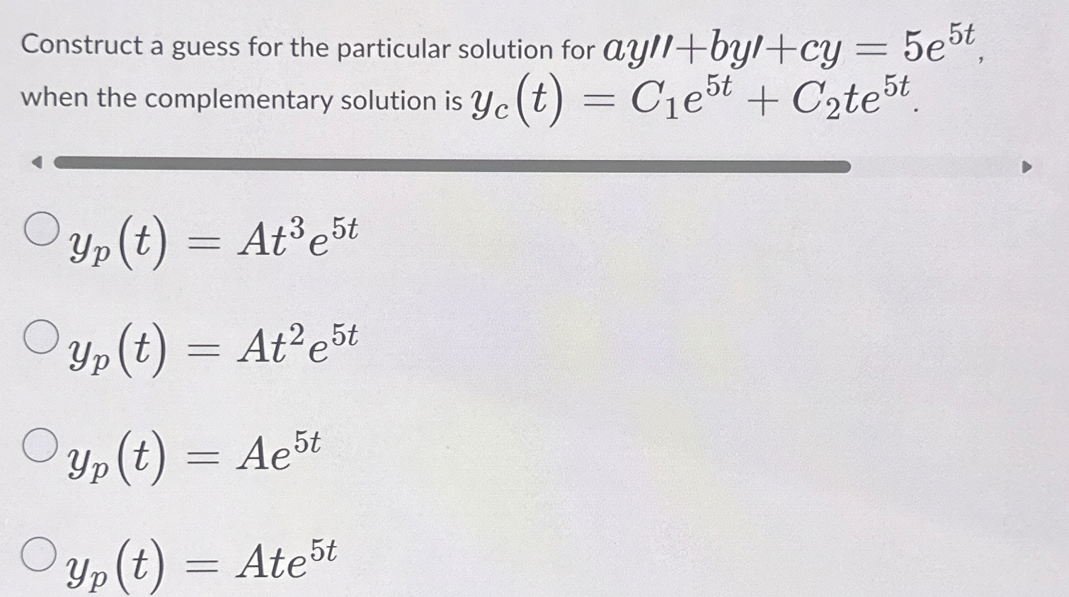 Solved Construct a guess for the particular solution for | Chegg.com
