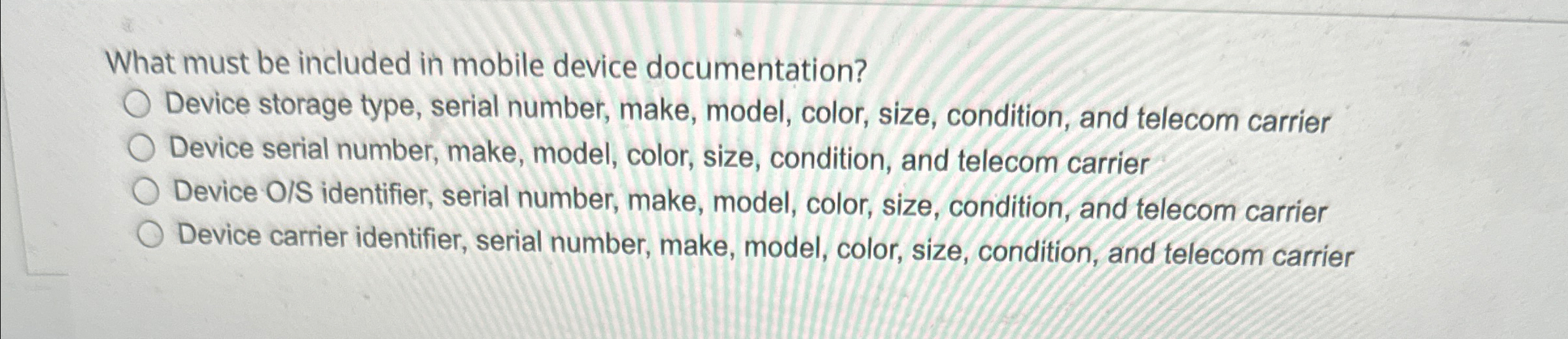 Solved What must be included in mobile device | Chegg.com