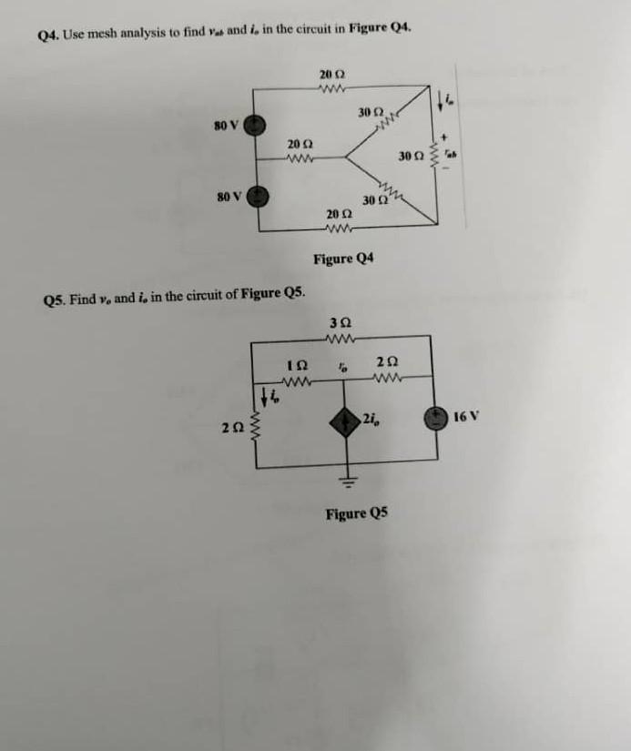 Solved Q4. Use mesh analysis to find vab and iθ in the | Chegg.com