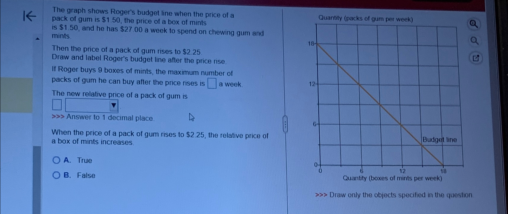 Solved The graph shows Roger's budget line when the price of | Chegg.com
