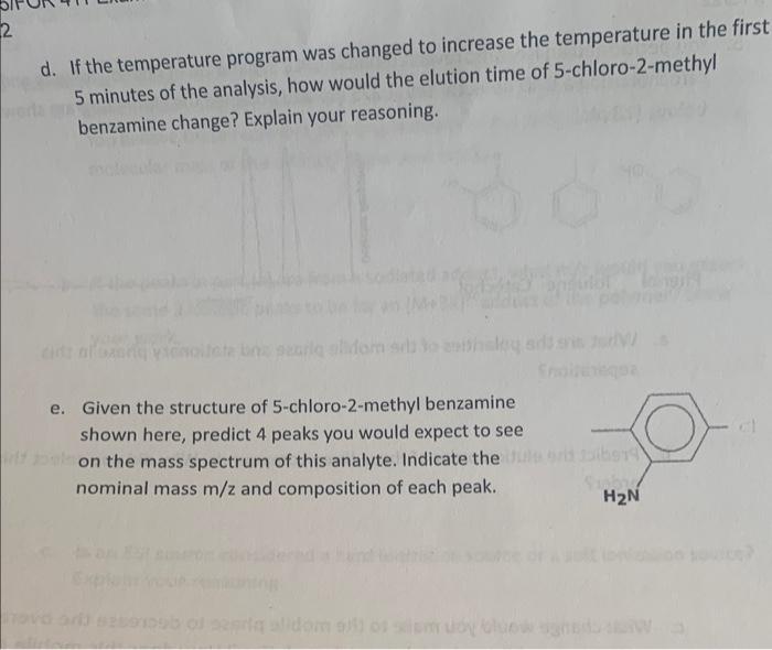 Solved d. If the temperature program was changed to increase | Chegg.com