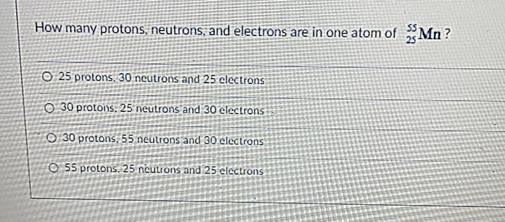 Solved How many protons, neutrons, and electrons are in one | Chegg.com