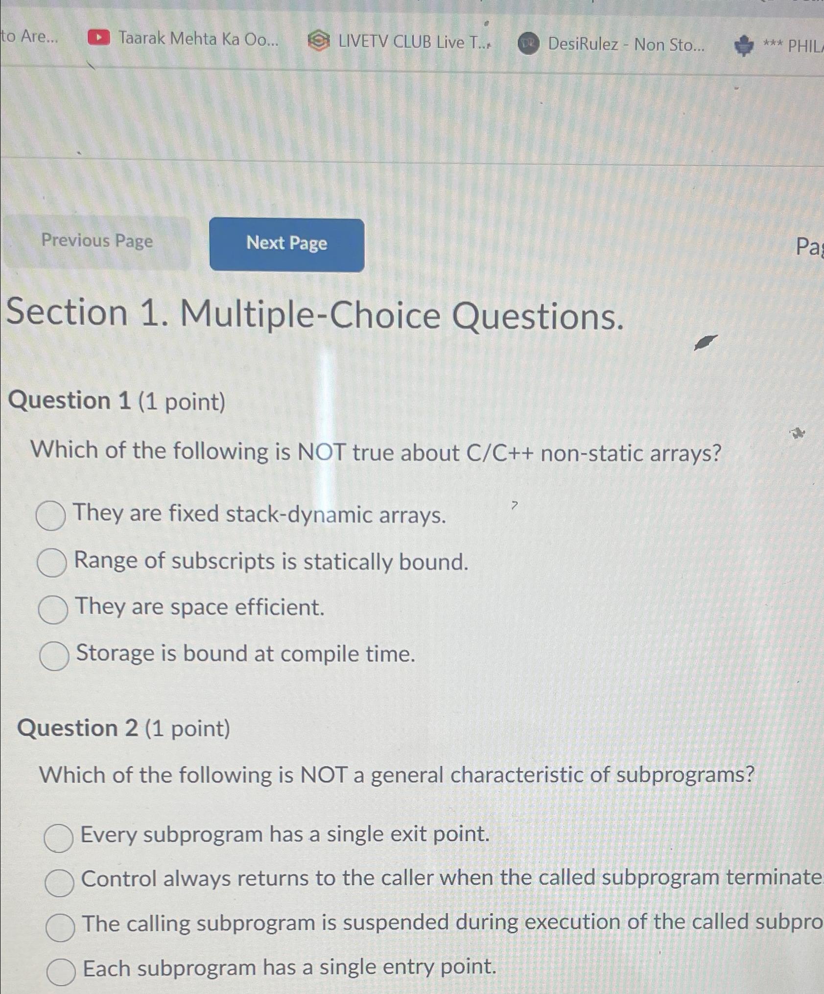 Solved Section 1. ﻿Multiple-Choice Questions.Question 1 (1 | Chegg.com
