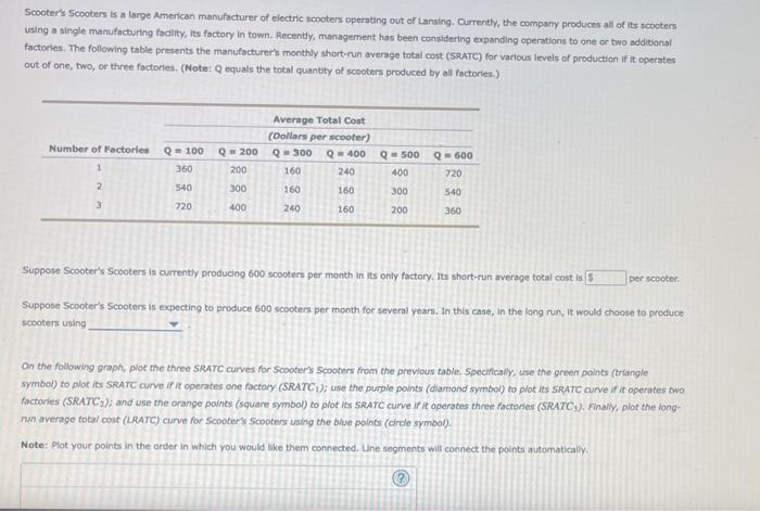 Solved Scooter's Scooters is a large American manufacturer | Chegg.com