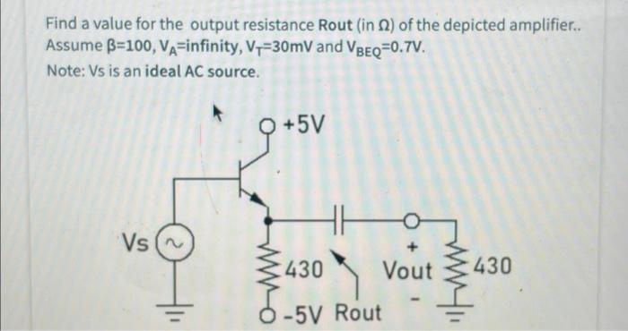 Solved Find a value for the output resistance Rout (in) of | Chegg.com