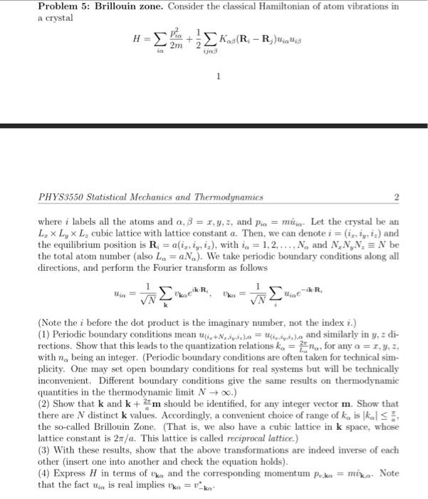 Solved Problem 5: Brillouin zone. Consider the classical | Chegg.com