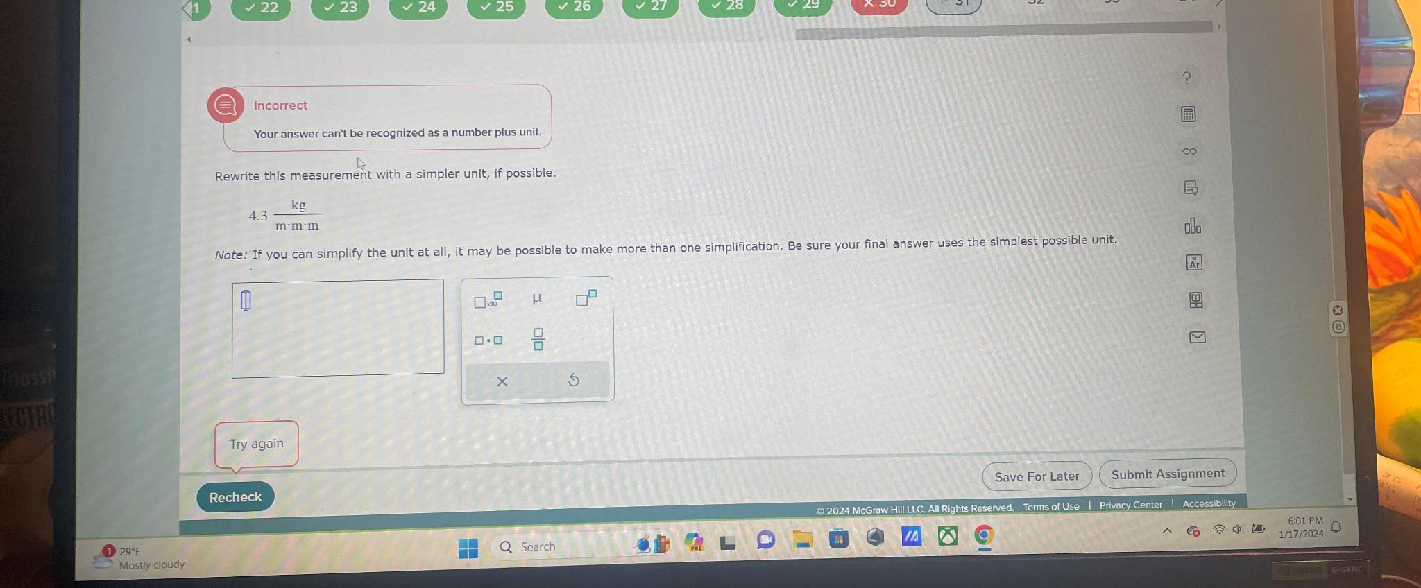 Solved Rewrite this measurement with a simpler unit, if | Chegg.com