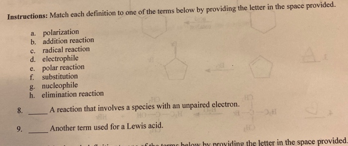Solved Instructions: Match each definition to one of the | Chegg.com