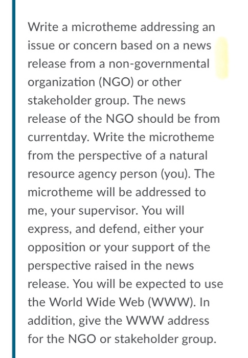 Solved Write a microtheme addressing an issue or concern | Chegg.com