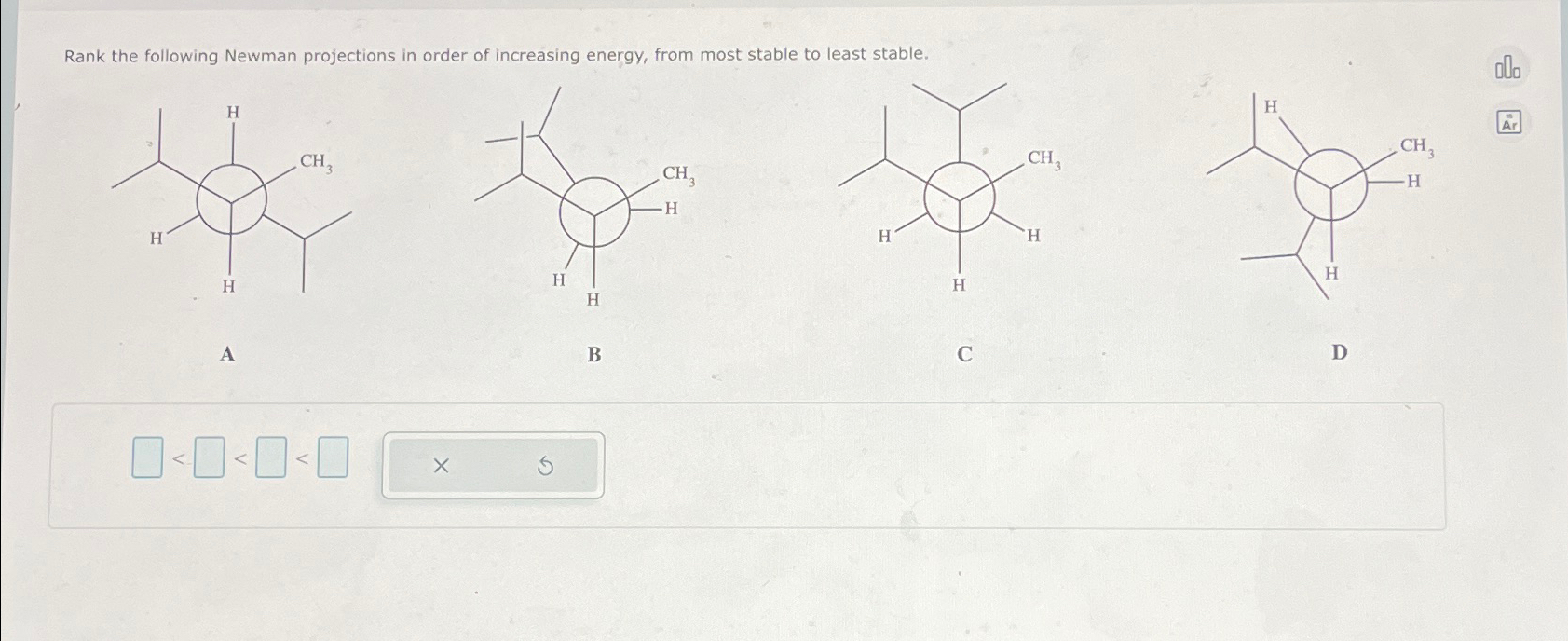 Solved Rank the following Newman projections in order of | Chegg.com