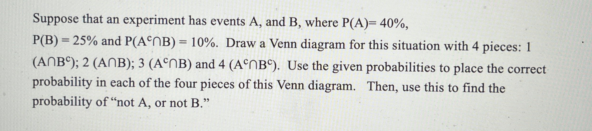 Solved Suppose that an experiment has events A, ﻿and B, | Chegg.com