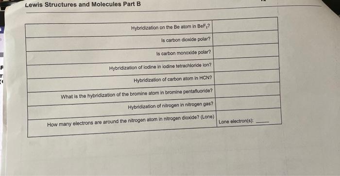 Solved Lewis Structures and Molecules Part B | Chegg.com