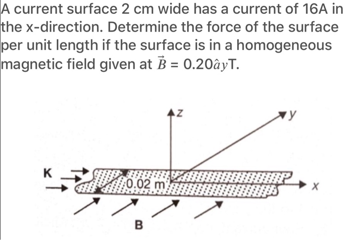 Solved A current surface 2 cm wide has a current of 16A in | Chegg.com