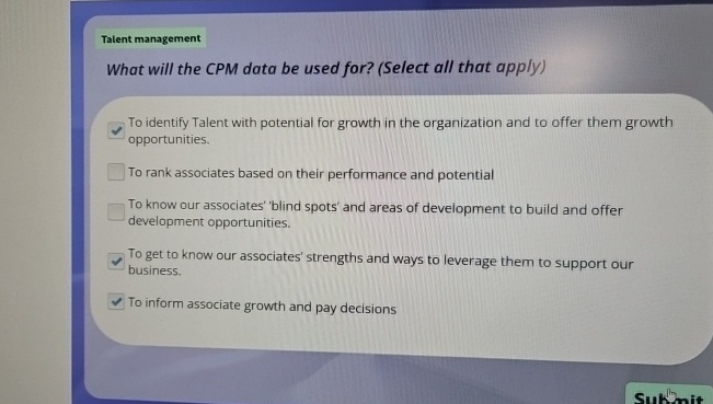 Solved Talent managementWhat will the CPM data be used for? | Chegg.com