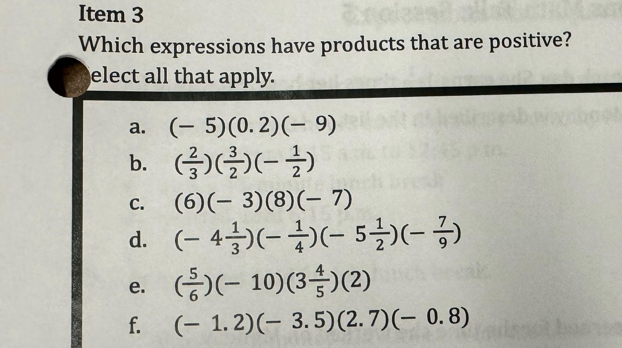 Solved Item 3Which expressions have products that are | Chegg.com