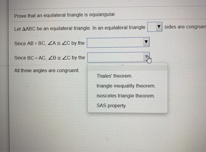 Solved Prove that an equilateral triangle is equiangular Let | Chegg.com