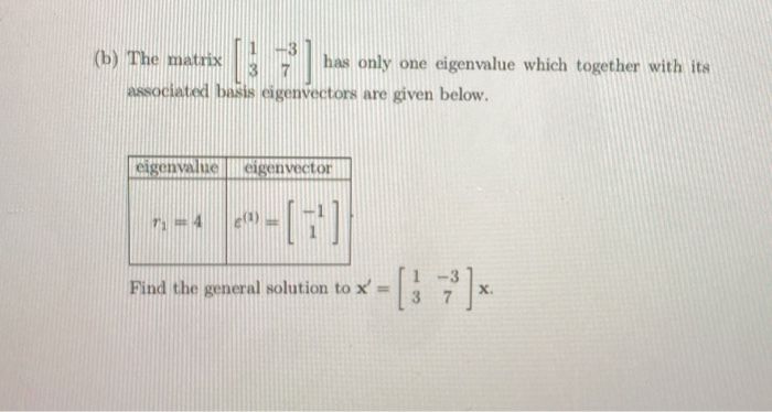 Solved 1-31 (b) The matrix has only one eigenvalue which | Chegg.com