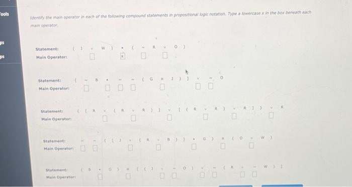 Tools Identify the main operator in each of the | Chegg.com