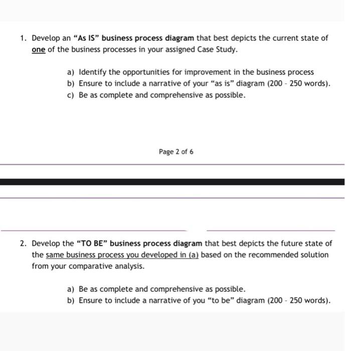 1. Develop an “As IS” business process diagram that | Chegg.com