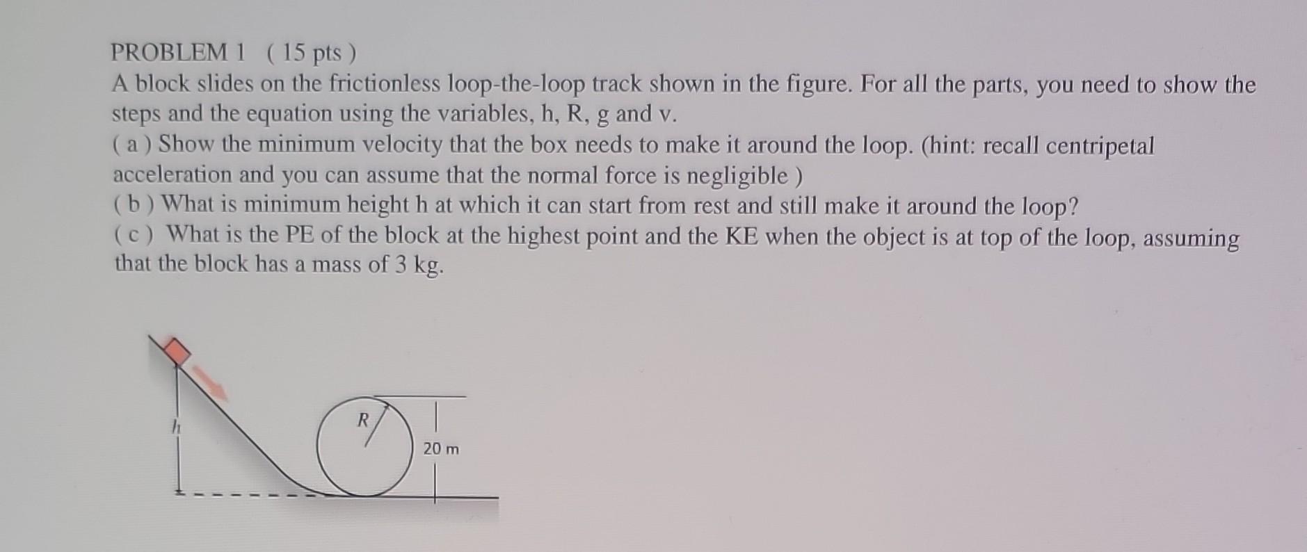 Solved PROBLEM 1 ( 15 pts ) A block slides on the | Chegg.com