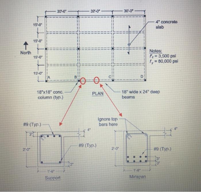 30-0" 32-0" 30-0 15-0" 4" concrete slab 15'-0" North | Chegg.com