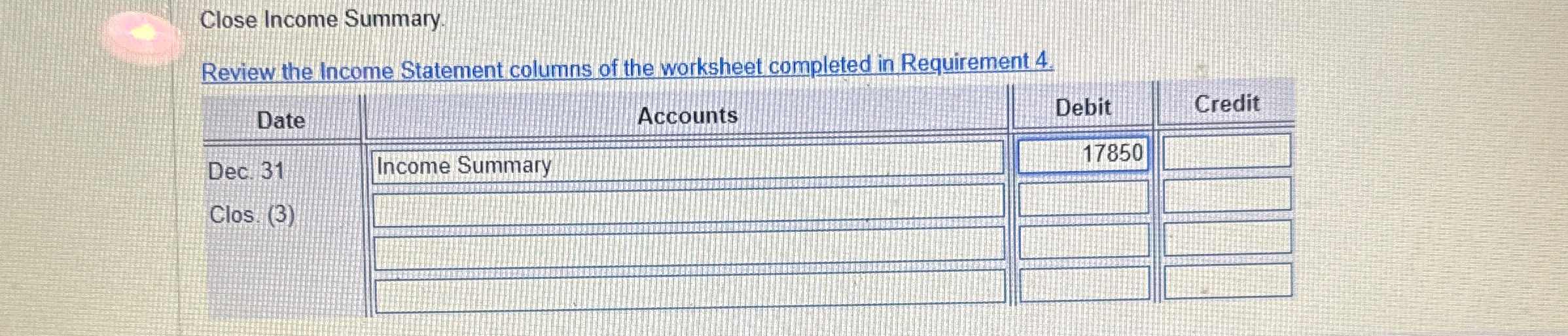 Solved Close Income Summary.Review the Income Statement | Chegg.com