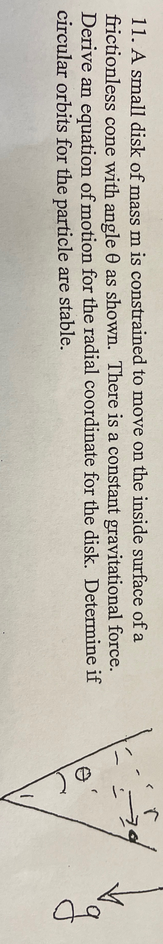 Solved A small disk of mass m ﻿is constrained to move on the | Chegg.com
