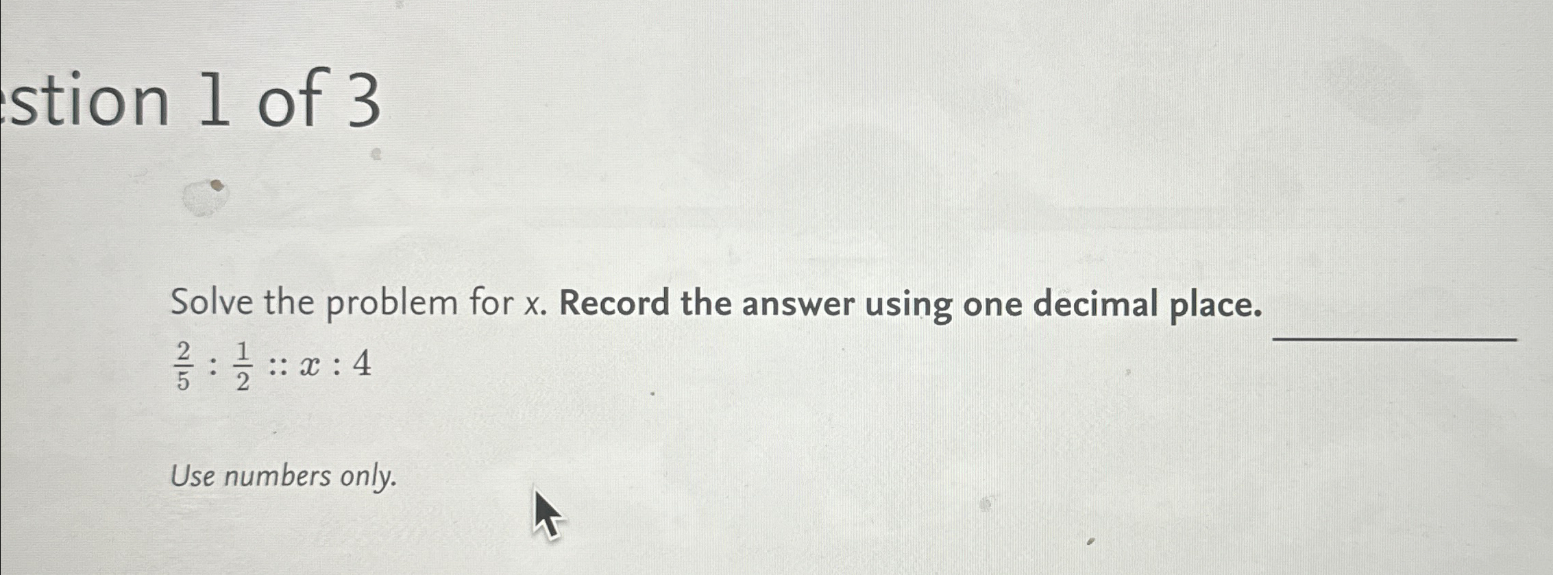 Solved stion 1 ﻿of 3Solve the problem for x. ﻿Record the | Chegg.com