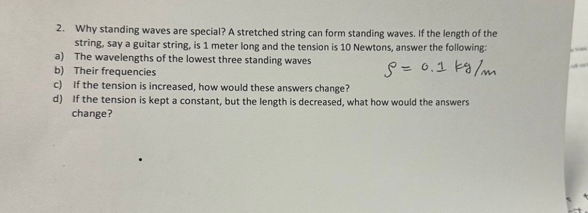 Solved 2. ﻿Why standing waves are special? A stretched | Chegg.com