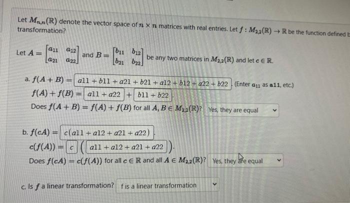Solved Let Mnn(R) denote the vector space of n×n matrices | Chegg.com