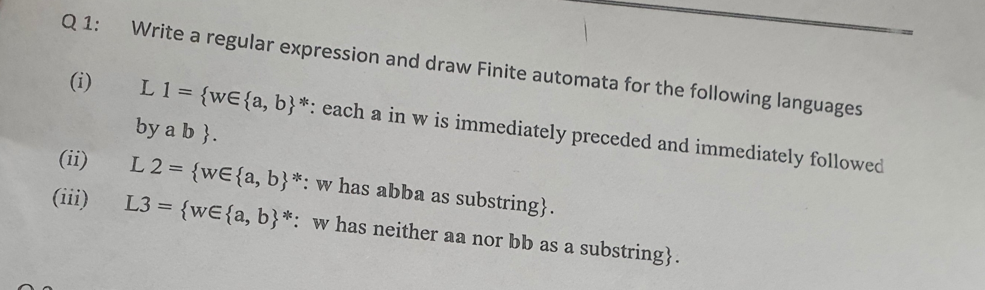 Solved Q 1: Write a regular expression and draw Finite | Chegg.com