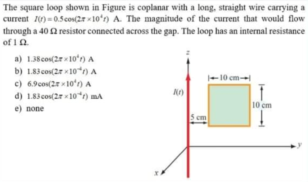 Solved The square loop shown in Figure is coplanar with a | Chegg.com