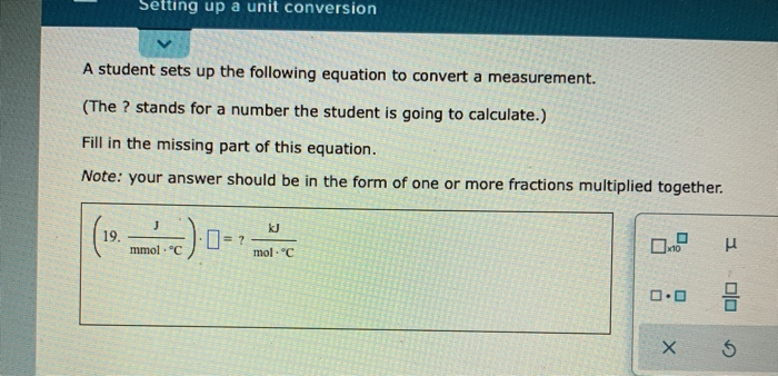 Solved setting up a unit conversion A student sets up the | Chegg.com
