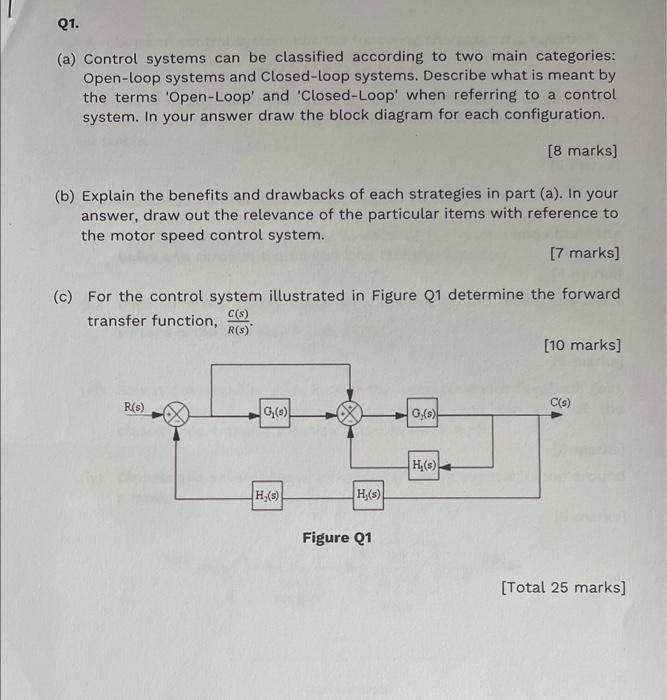 Solved (a) Control systems can be classified according to | Chegg.com