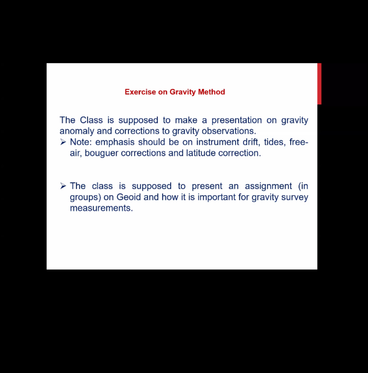 Solved Exercise on Gravity MethodThe Class is supposed to | Chegg.com