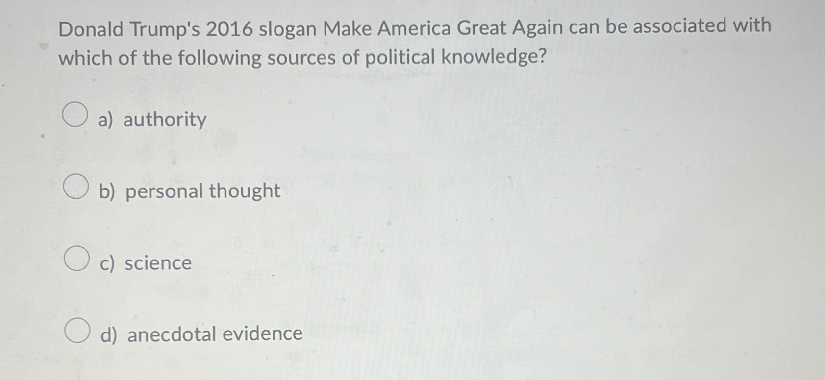 Solved Donald Trump's 2016 ﻿slogan Make America Great Again | Chegg.com