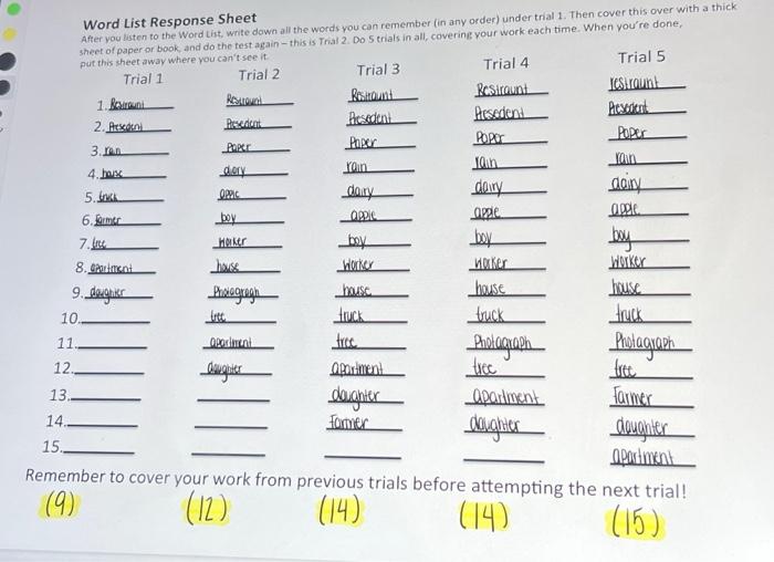 Solved 1. In clinical settings, the delayed recall test (on | Chegg.com