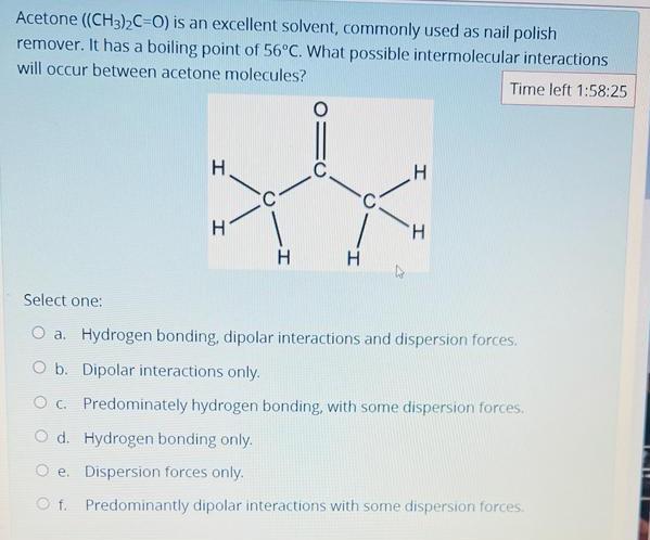 Solved Acetone ((CH3)2C=O) is an excellent solvent, commonly | Chegg.com